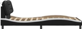 Rám postele bez matrace Hvar černý a bílý 100 x 200 cm umělá kůže 3207986