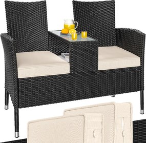 Casaria Polyratanový Kino lavice černý 145 × 58 × 87 cm
