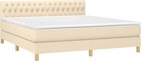 Box spring postel s matrací a LED krémová 180x200 cm textil 3133978