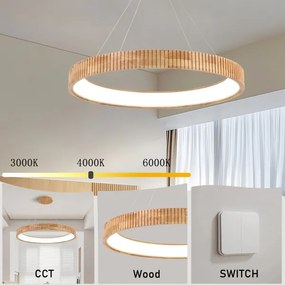 Brilagi - LED Lustr na lanku FALCON WOOD MODERN LED/60W/230V pr. 80 cm dřevo