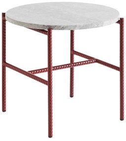 HAY Stolek Rebar Side Table, Ø45x40, Red + Grey Marble