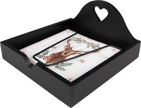 Papírové ubrousky s jelenem a cesmínou Holly Christmas - 33*33 cm (20ks)