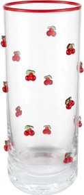 Sklenice na vodu s romantickým motivem třešní - Ø 6*15 cm / 350 ml