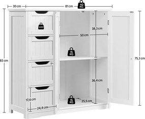 Koupelnová skříňka Yaheetech – bílá (266634004746)