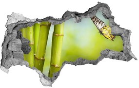 Wallmuralia Samolepící díra nálepka Bambus a motýl 95x73 cm