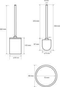 Sapho, X-ROUND WHITE WC kartáč válcový na postavení, bílý, XR306W