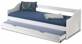 postel s přistýlkou Leonie 90x200cm  ,borovice masiv -Bílá, vč. roštů a matrací