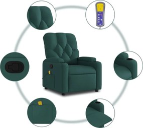 Masážní křeslo s polohovacím mechanismem, tmavě zelené, látkové 3206067