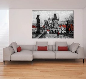 Malvis ® Obraz procházka po Karlově mostě červená Velikost (šířka x výška): 90x60 cm