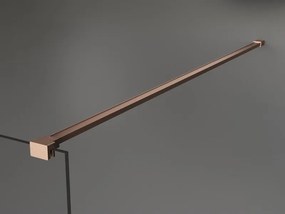 Mexen Kioto+, sprchová zástěna Walk-In s poličkou a věšákem 140 x 200 cm, 8mm sklo vzor zrcadlo, měděný matný profil, 800-140-121-65-50