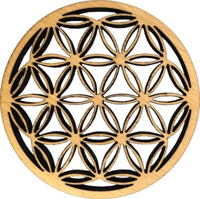 AMADEA Dřevěný podtácek kulatý mandala, masivní dřevo, průměr 10,5 cm