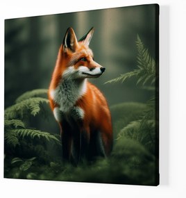 Obraz na plátně - Liška na hlídce v stínu kapradiny FeelHappy.cz Velikost obrazu: 100 x 100 cm