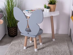 Manibox Dětská dřevěná židle MOTÝL + jméno ZDARMA Zvolte barvu: Šedá