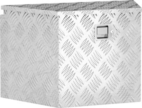 HOMCOM Přívěsná toolbox, Hliníková úložná skříň, Integrovaný zámek s klíči, Trapezoidní tvar, pro dodávky, přívěsy, 73,7 x 41 x 46 cm, Stříbrná | Aoso