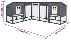 vidaXL Marketos Venkovní králíkárna s výběhem šedo-bílá masivní jedlové dřevo