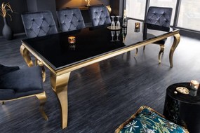 Designový jídelní stůl Rococo 200 cm černý / zlatý - Skladem