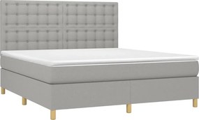Box spring postel s matrací a LED světle šedá 180x200 cm textil 3135773