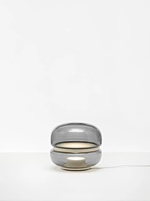 Designová stolní lampa Brokis Macaron S, PC1038 Barva skla: Šedá kouřová - transparentní sklo, Základna: Onyx medový (CSFB1576), Disk: Onyx medový (CSOP1533)