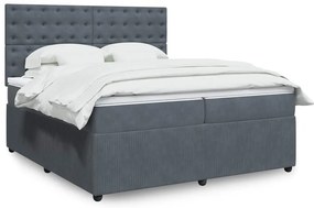 Box spring postel s matrací tmavě šedá 200x200 cm samet 3292443
