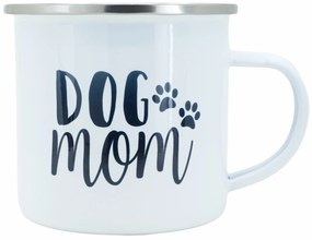 Bílý smaltovaný plecháček s nápisem Dog Mom 360ml