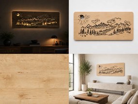 Li-Go "Hory, les" světelný obraz s baterií a pohybovým čidlem 120x40cm provedení povrchu: bříza