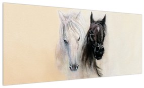 Malovaný obraz koní (100x40 cm)