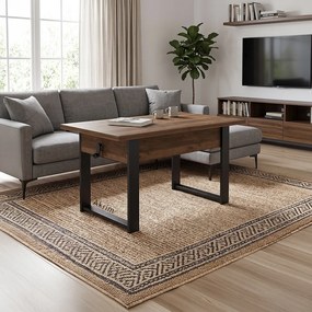 Rozkládací polohovací konferenční stolek HOGO 3v1 | 120-157x62,5-74,5x67 cm | síla horní desky 32 mm | ořech/černé nohy