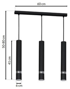 Závěsné svítidlo Joker, 3x černé kovové stínítko, b/ch