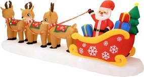 Nafukovací Santa Claus v saních se sobíky 390 cm
