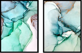 Obraz Plakáty V Rámu 53x73 cm Diptych Sada 2 obrazů Sada Mramor P2027