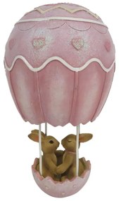 Dekorace králíčků v horkovzdušném balónu – 11x11x19 cm