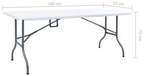 vidaXL Marketos Skládací zahradní stůl bílý 180 x 72 x 72 cm HDPE