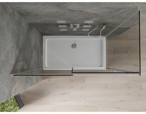 Mexen Omega, sprchový kout s posuvnými dveřmi 130 (dveře) x 70 (stěna) cm, 8mm šedé sklo, chromový profil + slim sprchová vanička bílá + chromový sifon, 825-130-070-01-40-4010