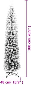 Úzký umělý vánoční stromek zasněžený zelený 180 cm PVC 320954