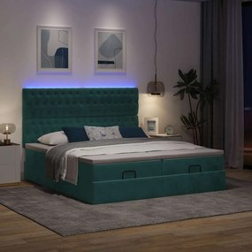 Osmanský rám postele s matrací tmavě zelená 200x200cm samet 3314648