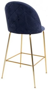 Barový set 2ks židlí LAUSANNE + stůl BOLZANO ø70x105cm,modrá, mosaz House Nordic SET1001261