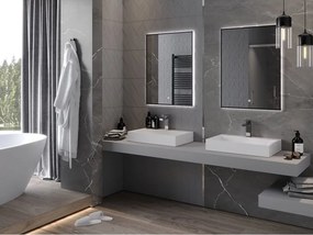 Mexen Erma koupelnové zrcadlo s osvětlením 60 x 80 cm, LED 6000K, antifog, černý rám - 9814-060-080-611-70
