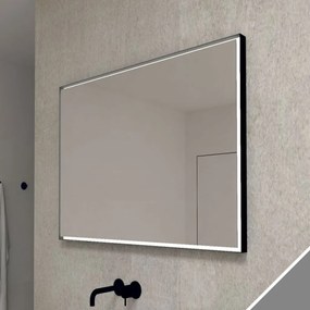 BPS-koupelny Zrcadlo ve stříbrném kovovém rámu s LED osvětlením po obvodu Nikoletta LED 14 ALU Typ: bez vypínače, Rozměry (cm): 100x65 - (Nikoletta LED 14/100 ALU)