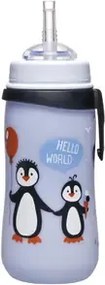 NIP Straw cup láhev s brčkem PP 330ml modrá / od 12 měsíců