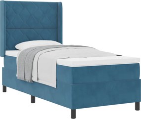 Postel s boxspringem s čelo Modrá 90 x 200 cm samet 3342048