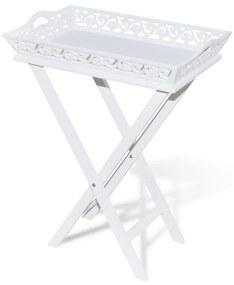 Bílý stolek s podnosem na květináče
