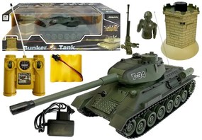 HračkyZaDobréKačky RC Tank 1:28 Zelený s bunkrem