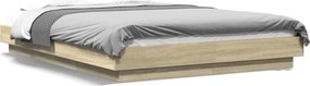 vidaXL Rám postele s LED osvětlením 135x190 cm kompozitní dřevo [3281137] Barva: dub sonoma