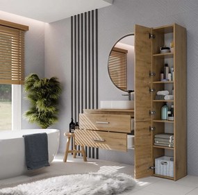 Závěsná skříňka pod umyvadlo s deskou Nel 2S 80 cm dub Artisan