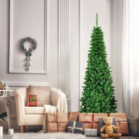 Costway 200 cm Slim Christmas Tree s Warm bílá LEDs Umělý vánoční stromek