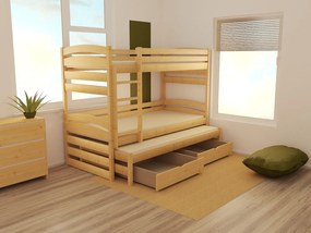Patrová postel s výsuvnou přistýlkou PPV 020 90 x 190 cm - přírodní