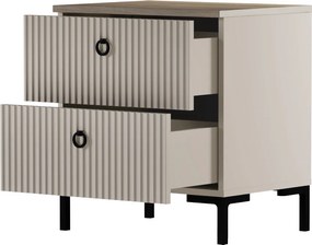 Noční stolek, šedohnědá Taupe/dub silverjack, DOMCA 2S