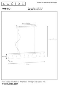 Lucide 03413/05/41 závěsné svítidlo Possion, 5xE14, 110cm