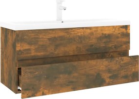 Umyvadlová skříňka s vestavěným umyvadlem kouřový dub kompozit 3152888