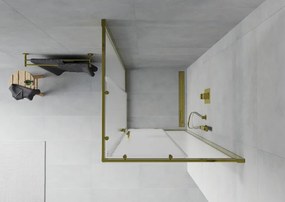 Mexen Rio, čtvercový sprchový kout s posuvnými dveřmi 70 (dveře) x 70 (dveře) x 190 cm, 5mm sklo námraza, zlatý profil, 860-070-070-50-30
